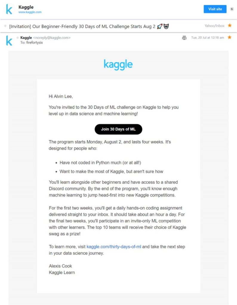 Thirty days of machine learning with Kaggle