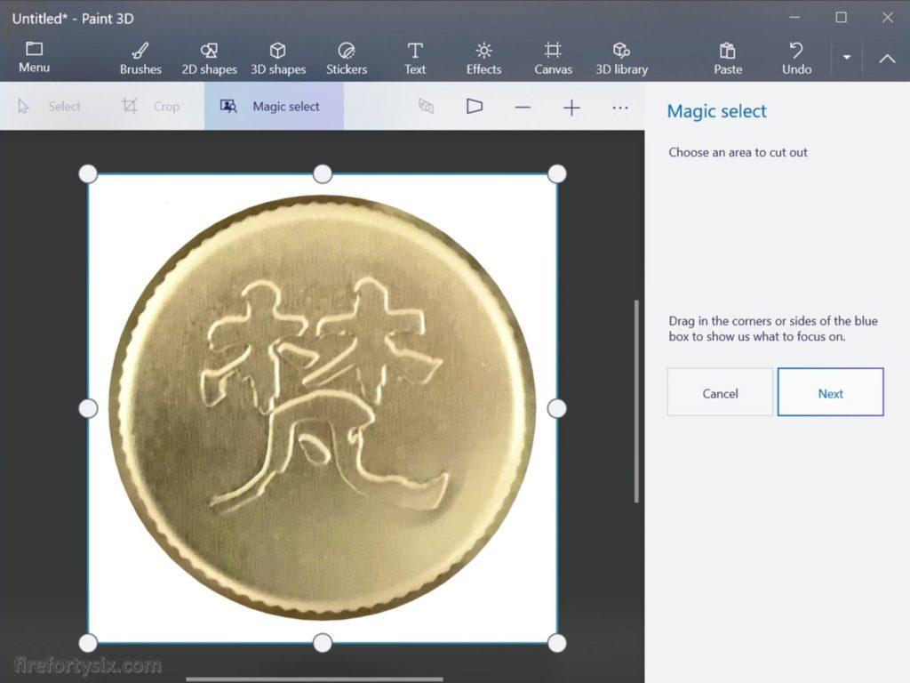 Using Microsoft Paint 3D to circle crop an image
